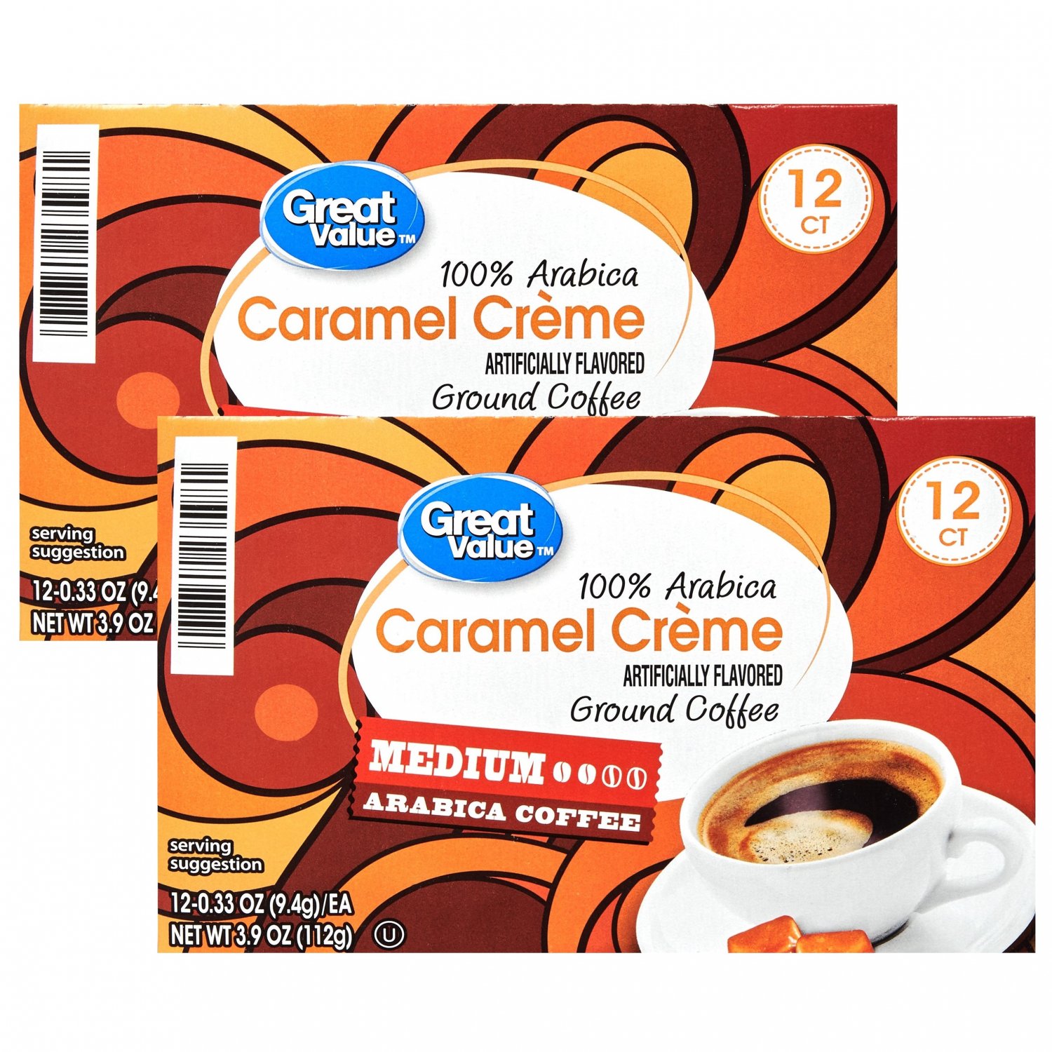 Great Value 100% Arabica Caramel Creme Medium Arabica Coffee (0.37oz 12 ...