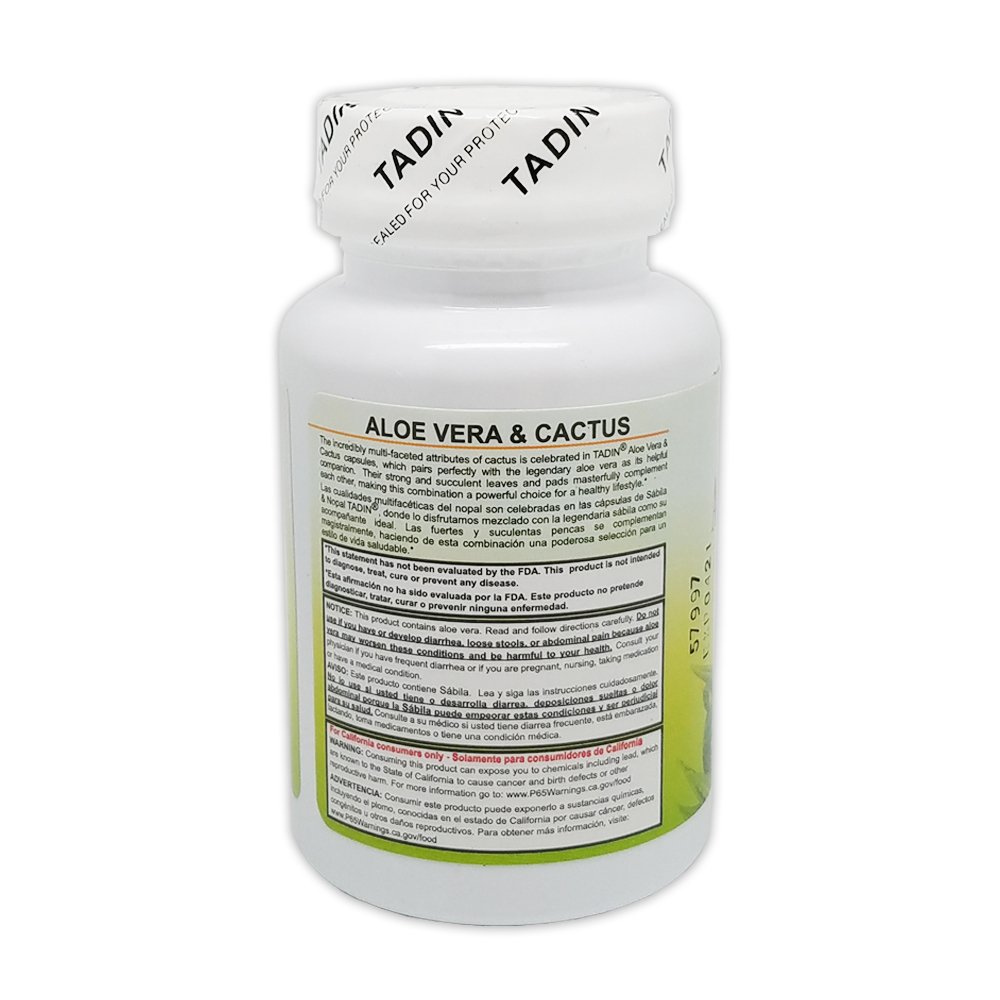 Tadin Savila & Nopal / Aloe Vera & Cactus Herbal Supplements 500mg 60 ...
