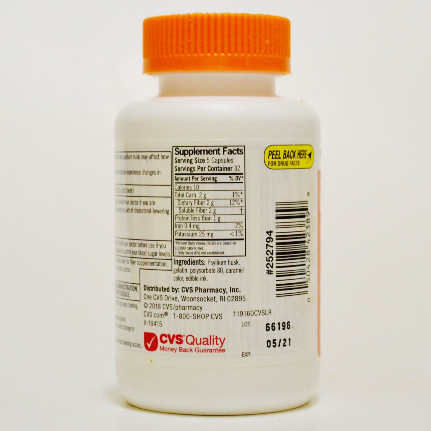 CVS Health Natural Daily Fiber Therapy For Regularity 100 Capsules