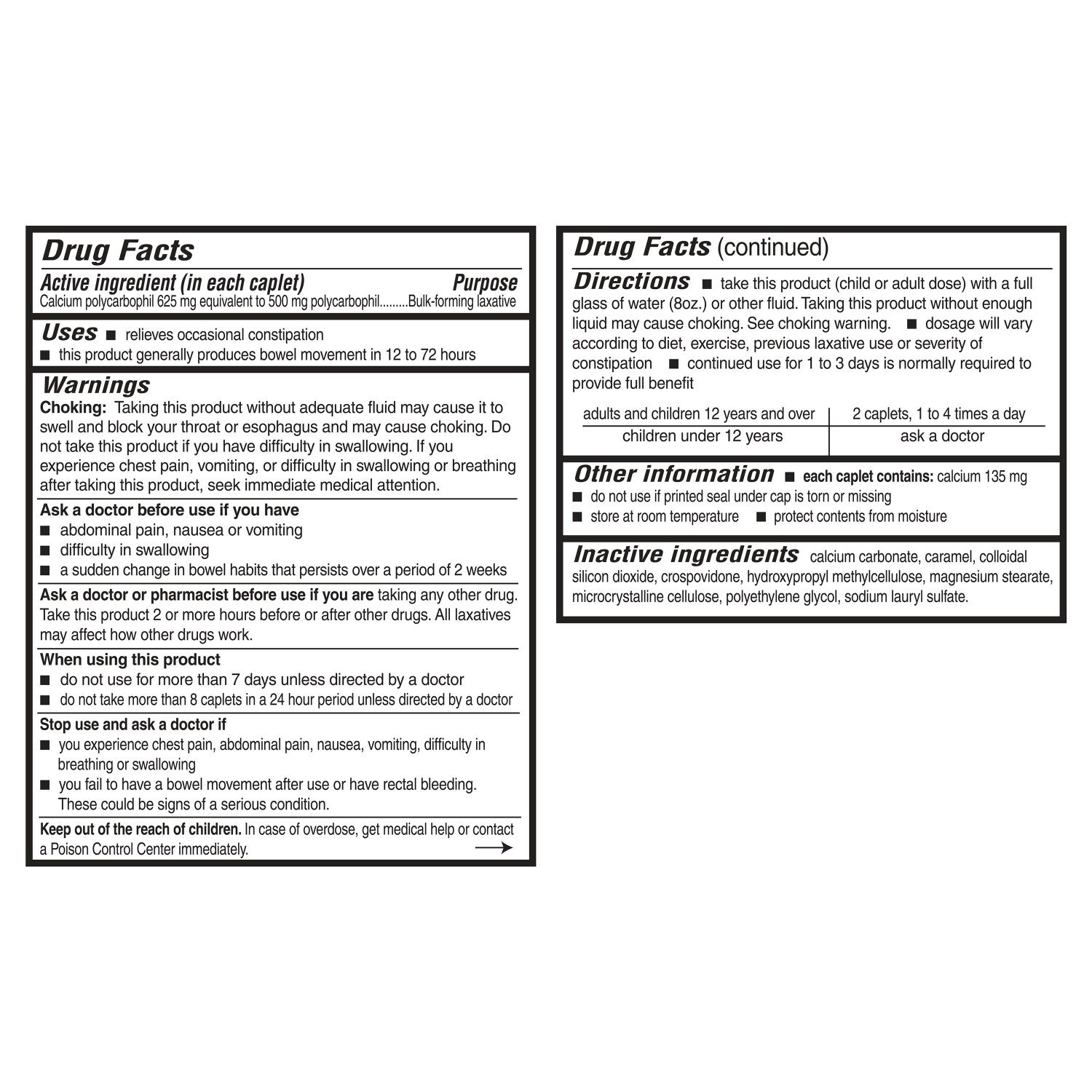 Equate Fiber Therapy Calcium Polycarbophil 625 mg 140 Caplets