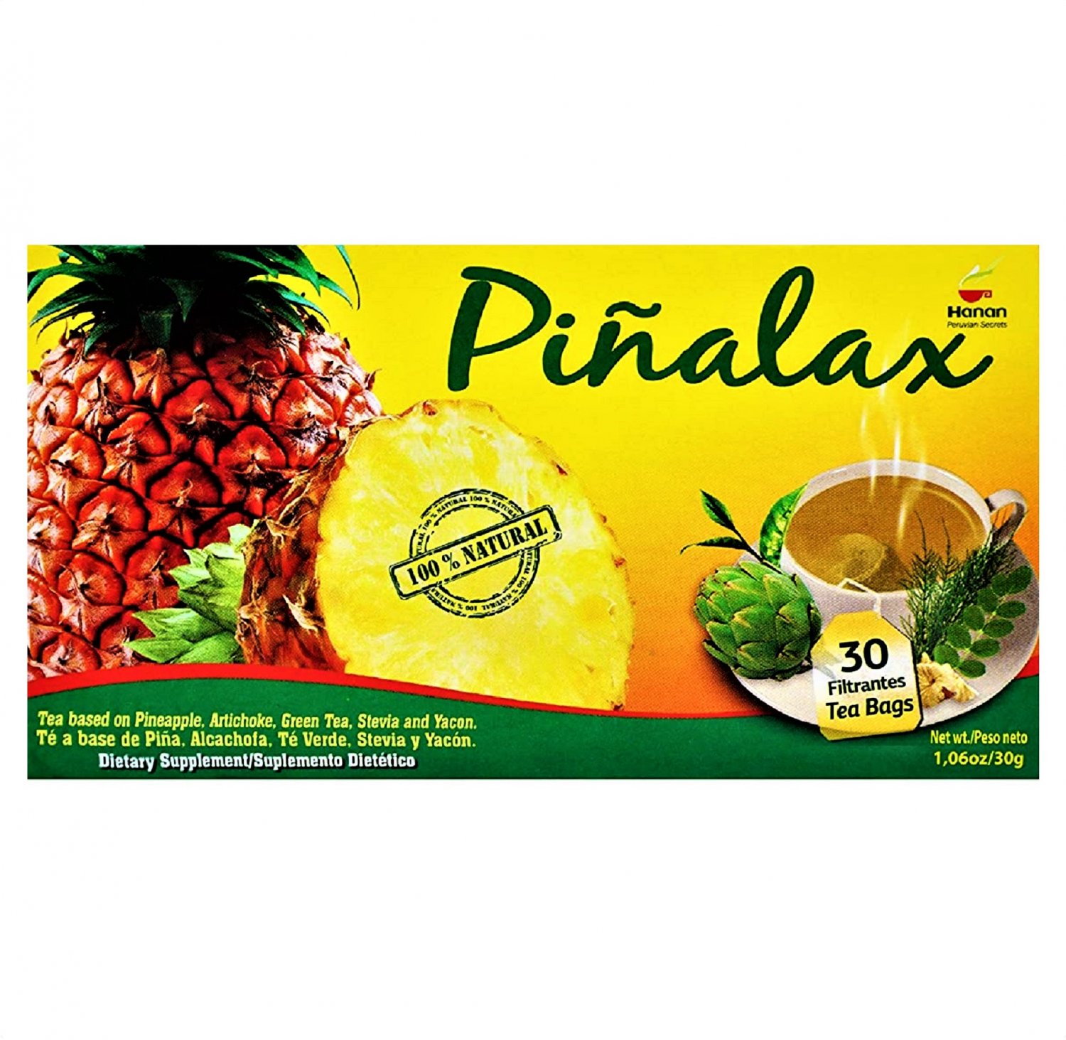 Pinalax Pinapple Tea Weight Loos Supplement 100% Natural 30 Tea Bags