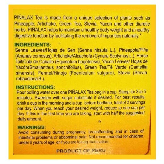 Pinalax Pinapple Tea Weight Loos Supplement 100% Natural 30 Tea Bags