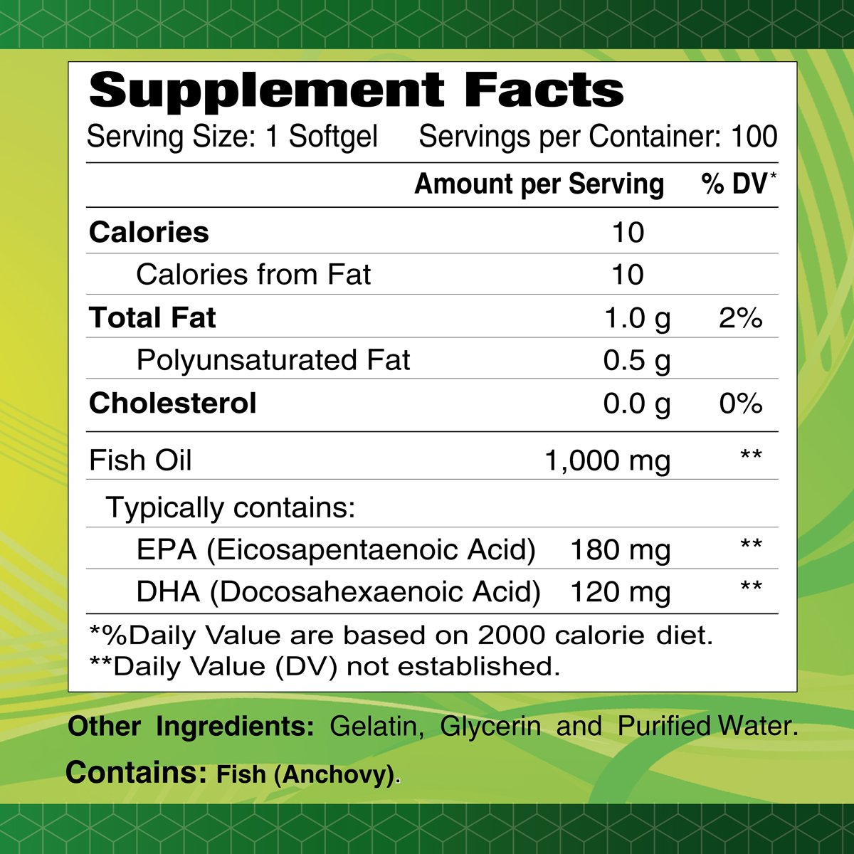 Alfa Vitamins Omega-3 From Fish Oil 1000mg 100 Softgels