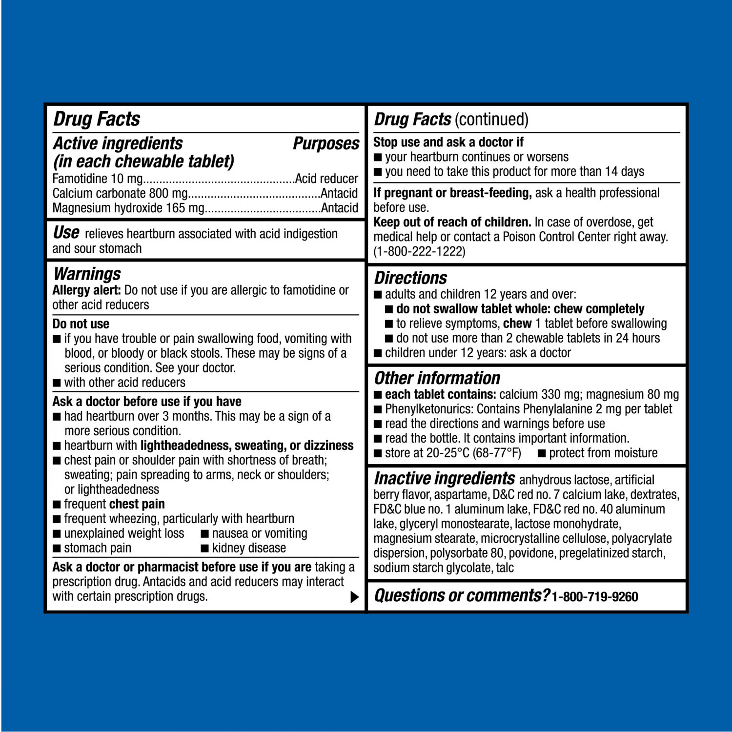 Equate Dual Action Acid Reducer Complete Chewable Tablets Berry Flavor ...