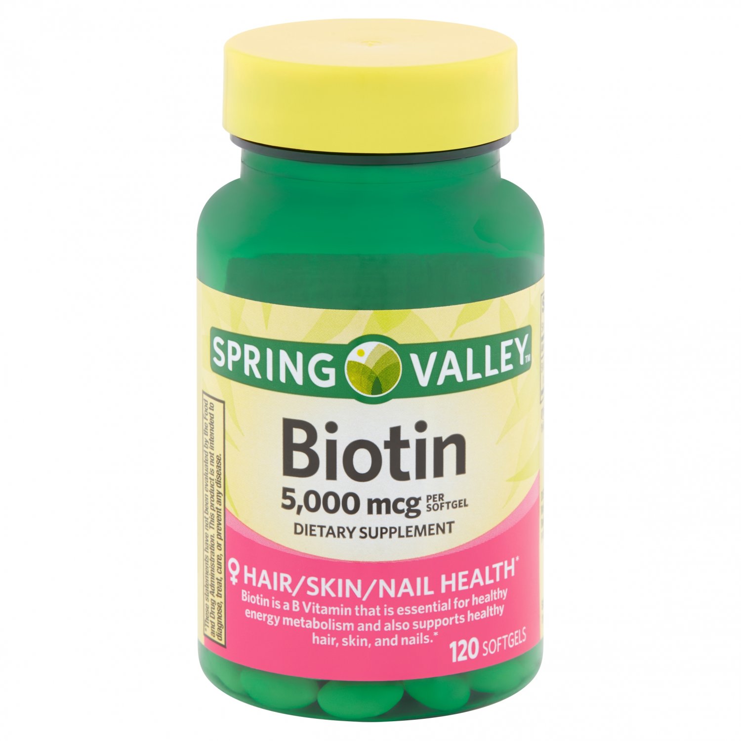 Spring Valley Biotin Hair Skin Nail Health Softgels 5,000 mcg 120 Softgels