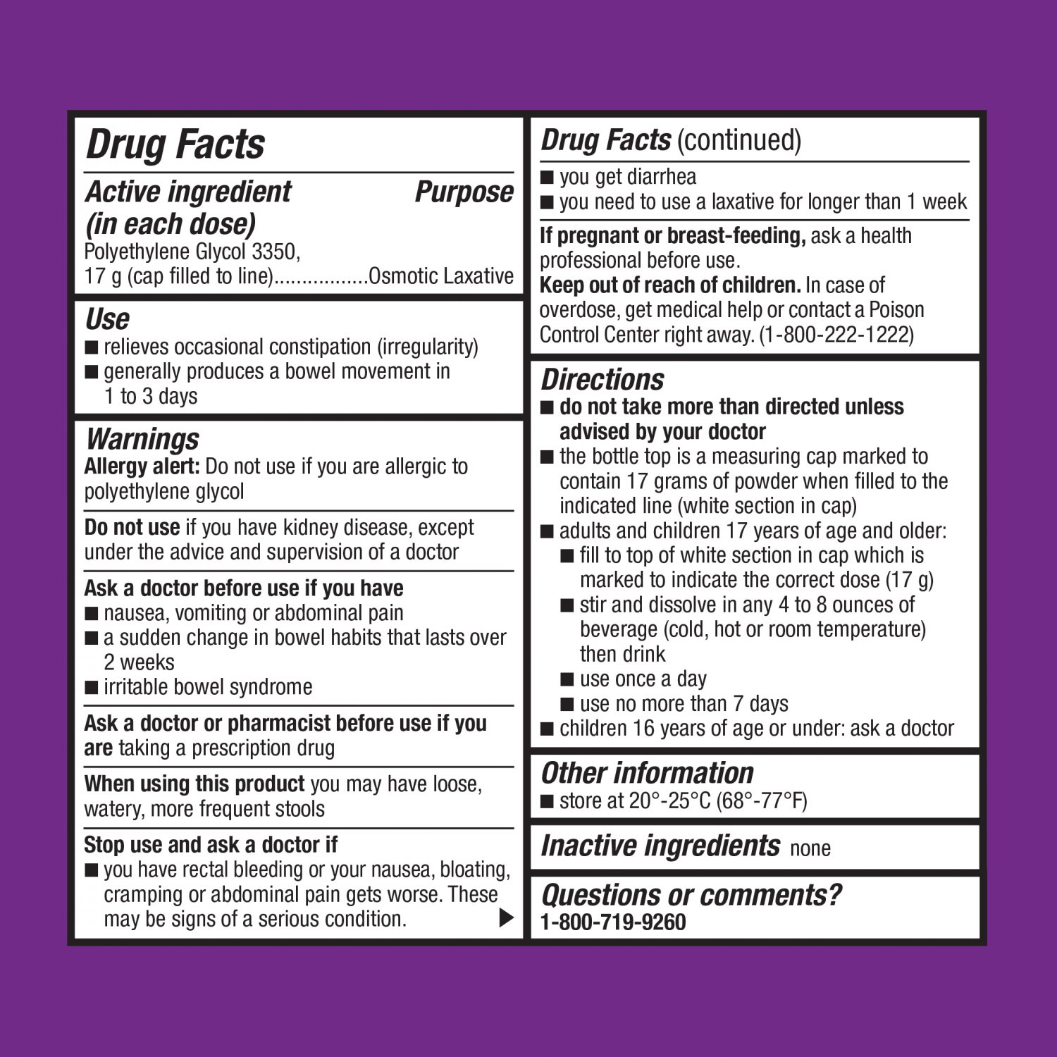 Equate ClearLAX Polyethylene Glycol 3350 Unflavored Powder for Solution ...