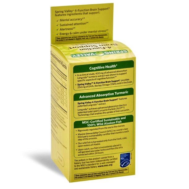 Spring Valley 4-Function Brain Support (Longvida Turmeric Extract ...