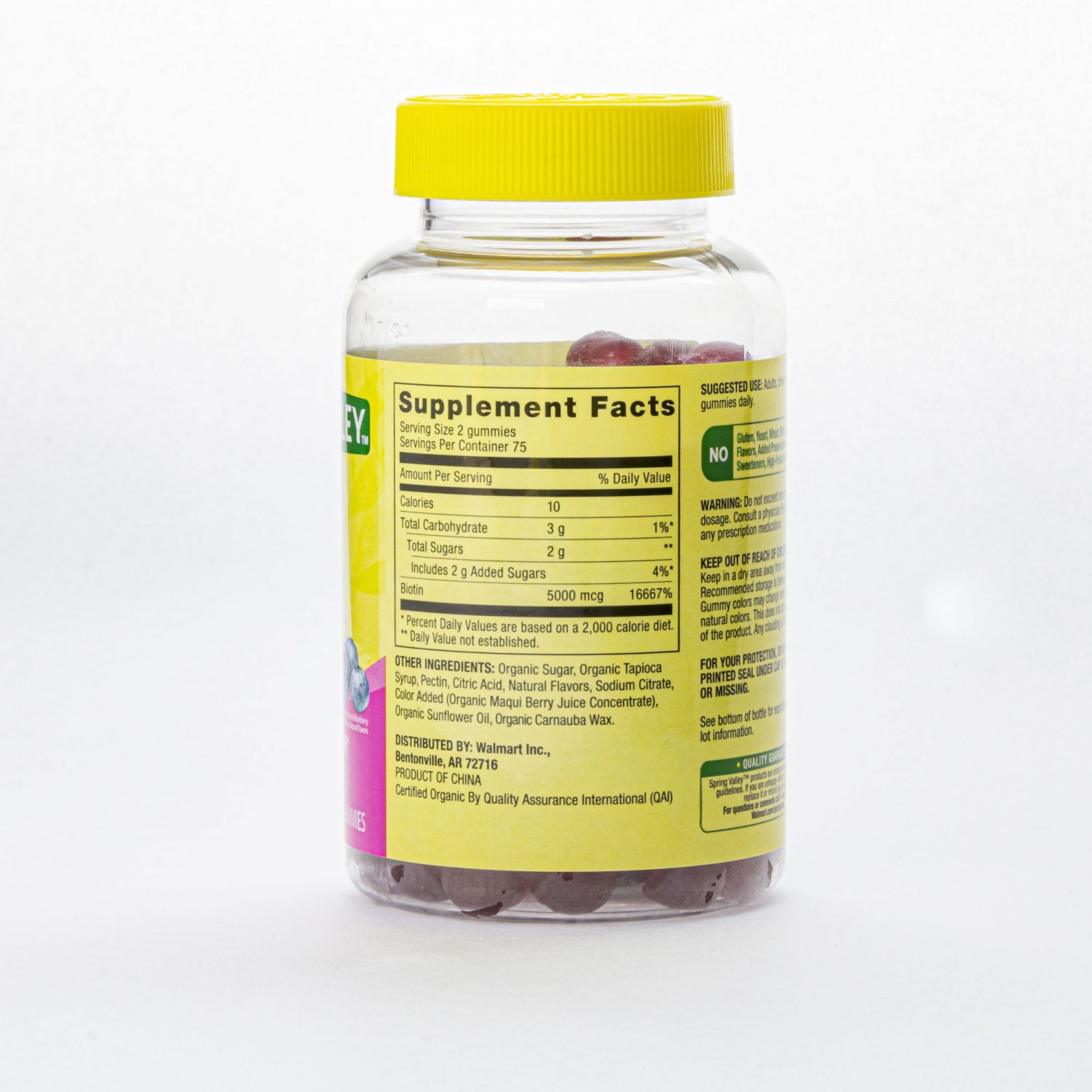 Spring Valley Biotin Adult Gummies 5000 mcg Dietary Supplement 150 Count