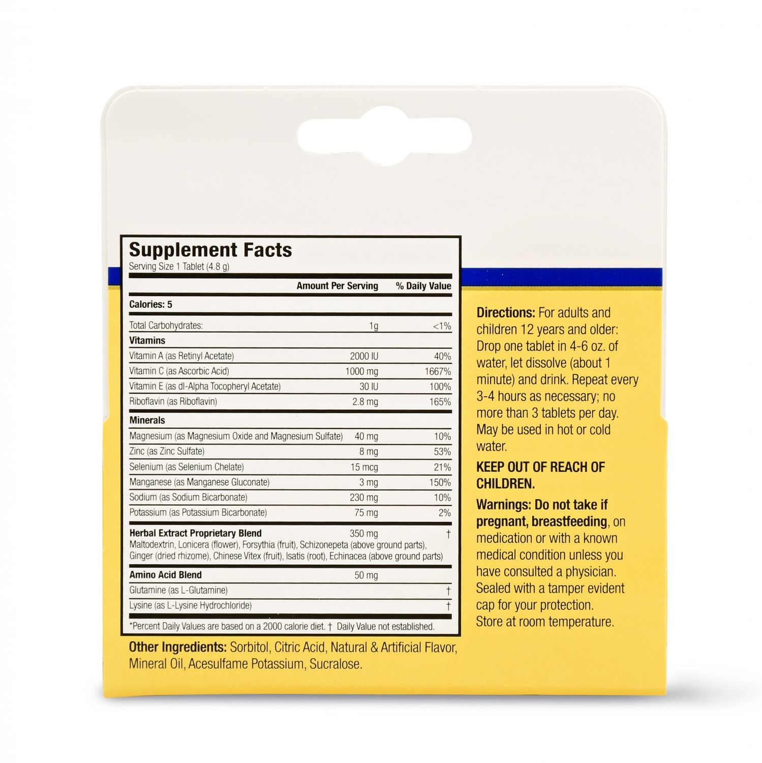 Equate Effervescent Tablets 1000 mg Immune Support Orange 10 Count