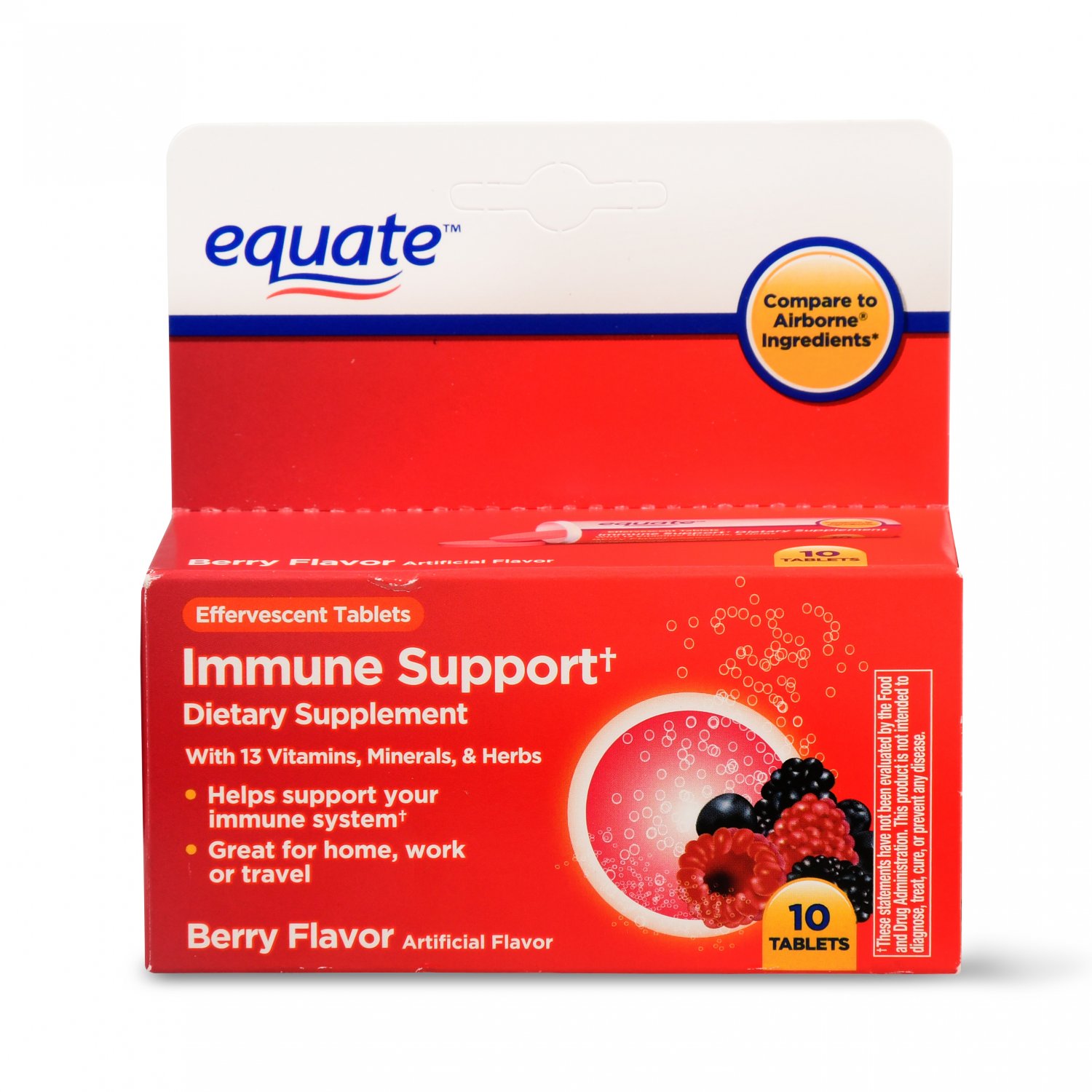 Equate Effervescent Tablets 1000 mg Immune Support Berry 10 Count