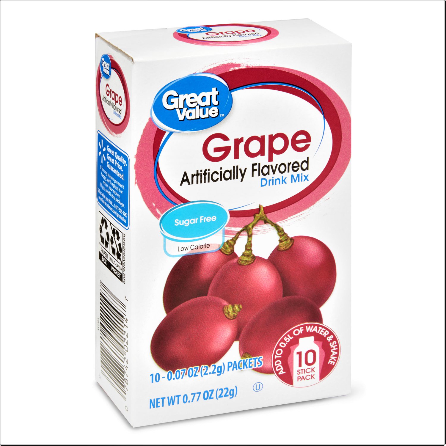 4 Great Value Sugar-Free Grape Drink Mix (10 Count Box)