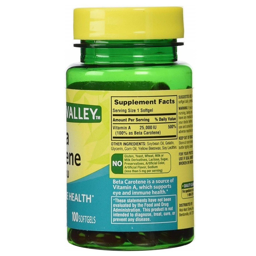 Spring Valley Beta Carotene Eye & Immune Health Softgels 25000 IU 100 Count Spring Valley Beta Carotene Eye & Immune Health Softgels 25000 IU 100 Count