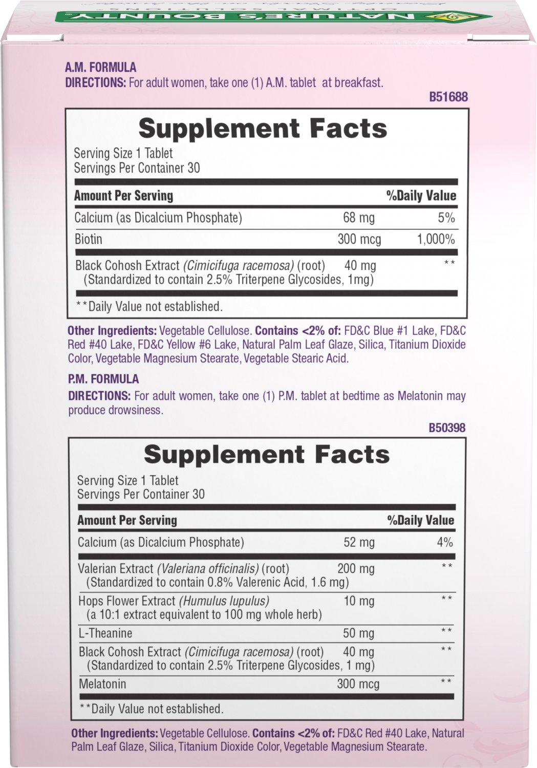 Natures Bounty Optimal Solutions Menopause Support Tablets 60 Count