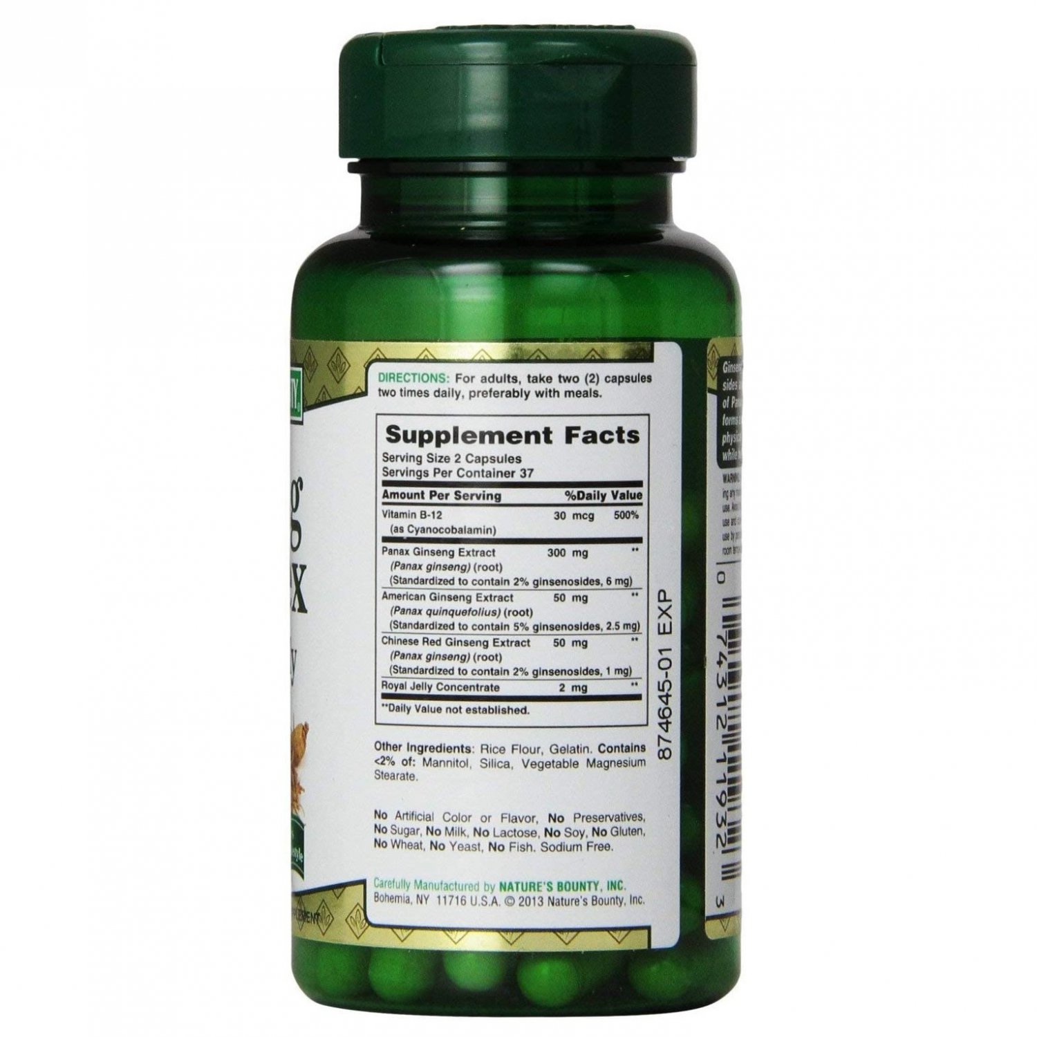 Nature's Bounty Ginseng Complex Capsules Energy Support, 75 Count