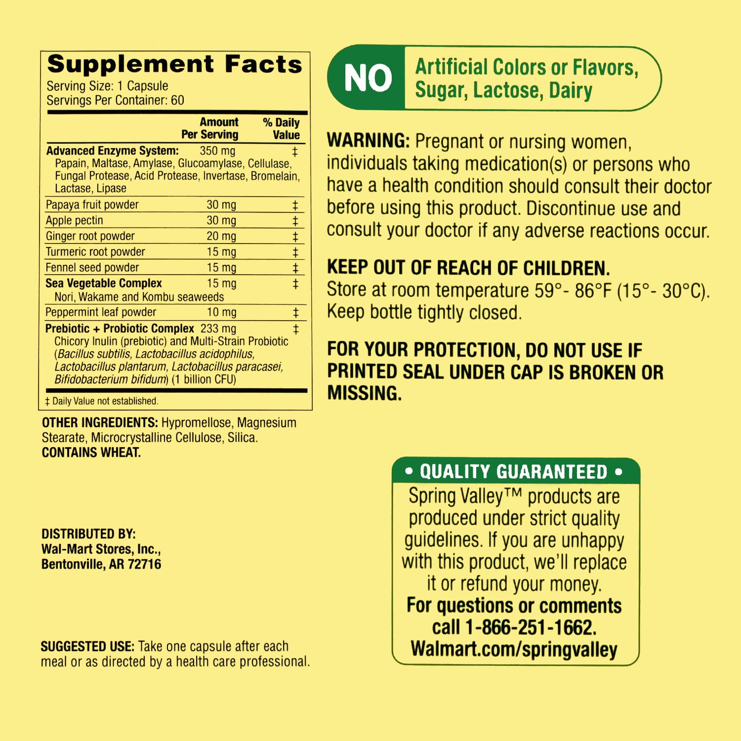 Spring Valley Advanced Digestive Enzymes 60 Vegetarian Capsules