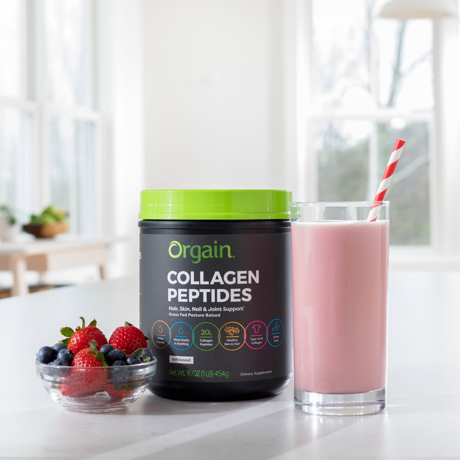 Orgain Grass-Fed Pasture Raised Collagen Peptides Powder, Unflavored, 16 Oz