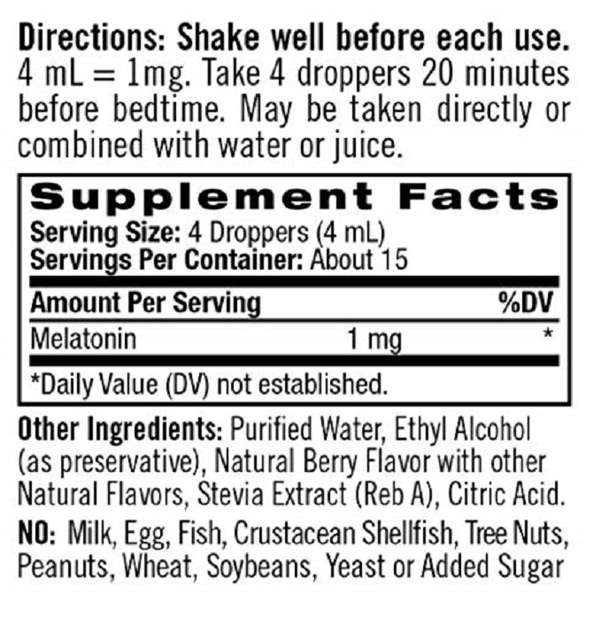 Natrol Liquid Melatonin Sleep Aid 1 mg, 2 Oz