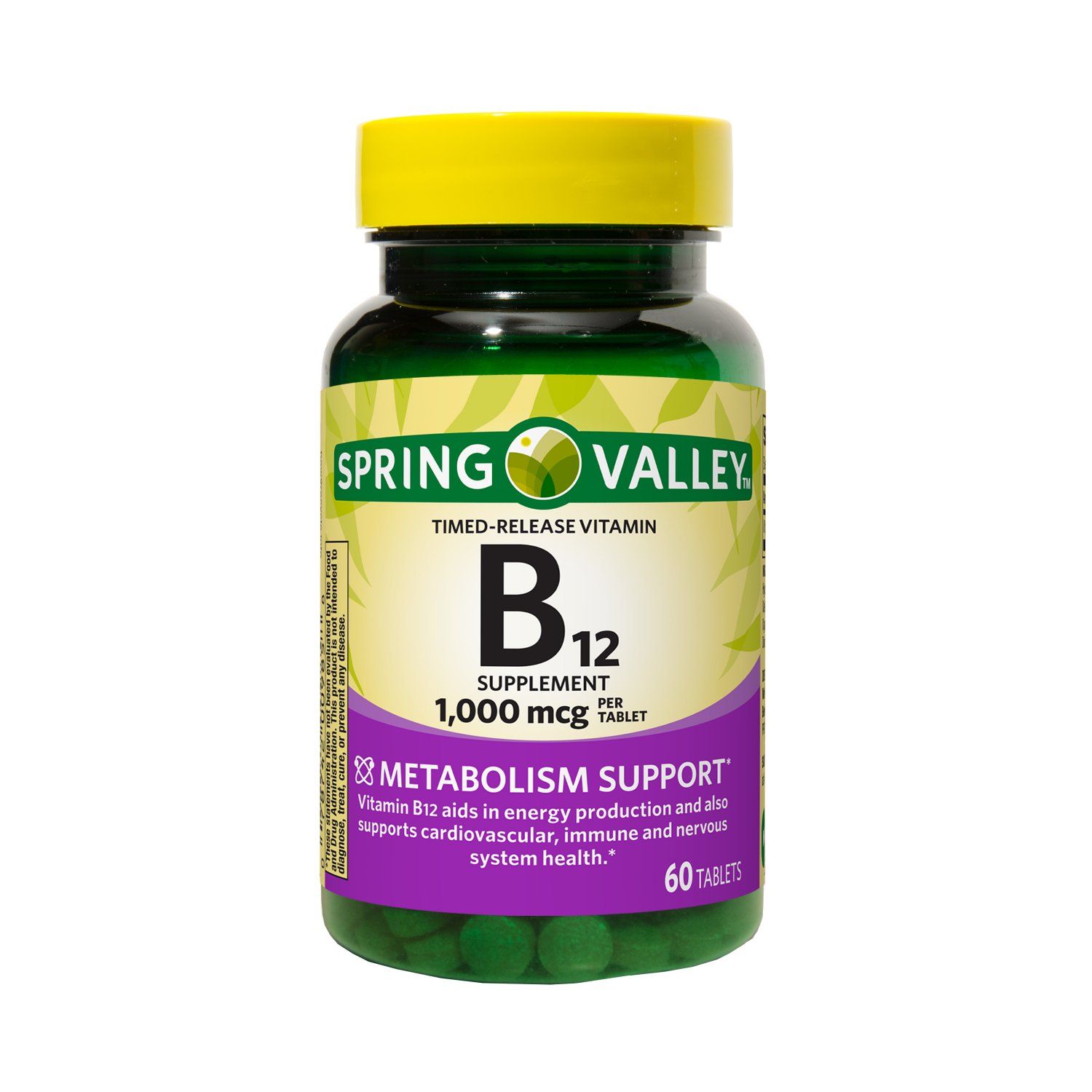Spring Valley Vitamin B12 Timed-Release Tablets, 1000 mcg, 60 Count