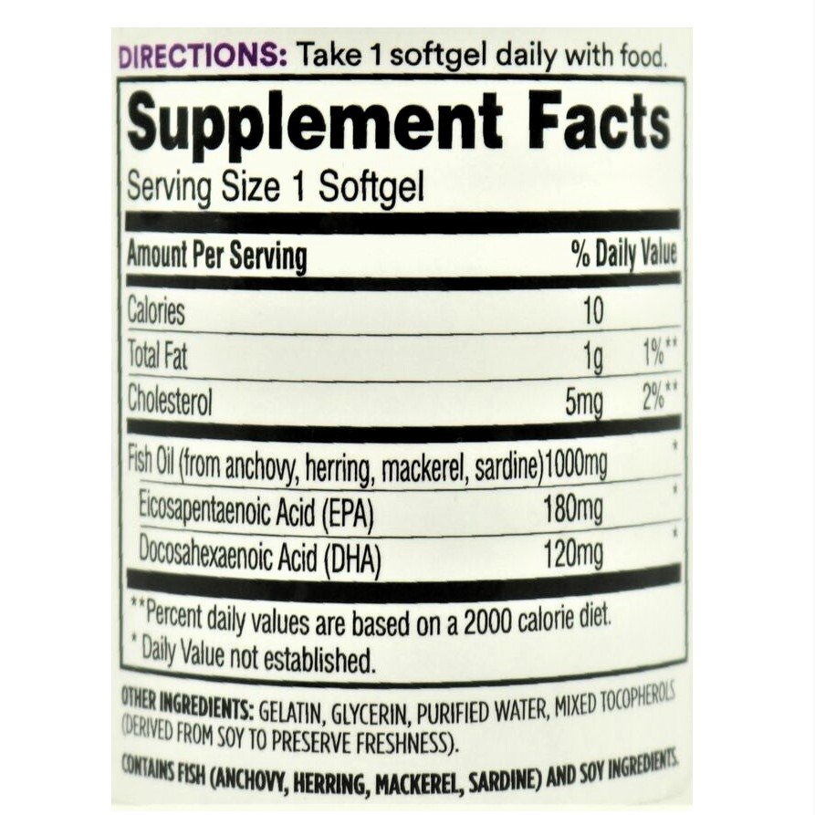 365 Whole Foods Market EFAs, Fish Oil (100% Wild Caught) 1000mg, 100 ...