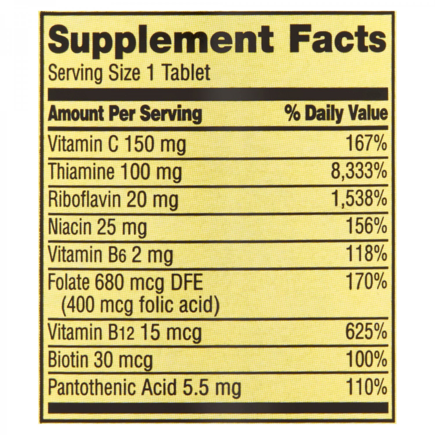Spring Valley Super Vitamin B-Complex Dietary Supplement 100 Tablets