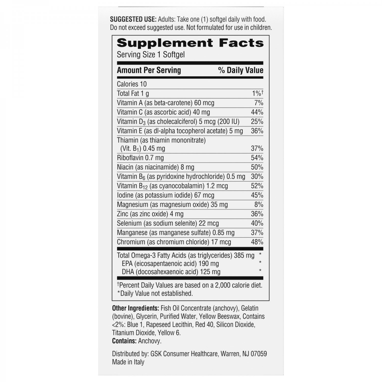 Centrum Silver Adults 50+ Multivitamin + Omega 3, 60 Mini Softgels