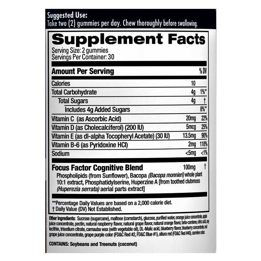 Focus Factor Nutrition for The Brain Health, 60 Vegetarian Gummies