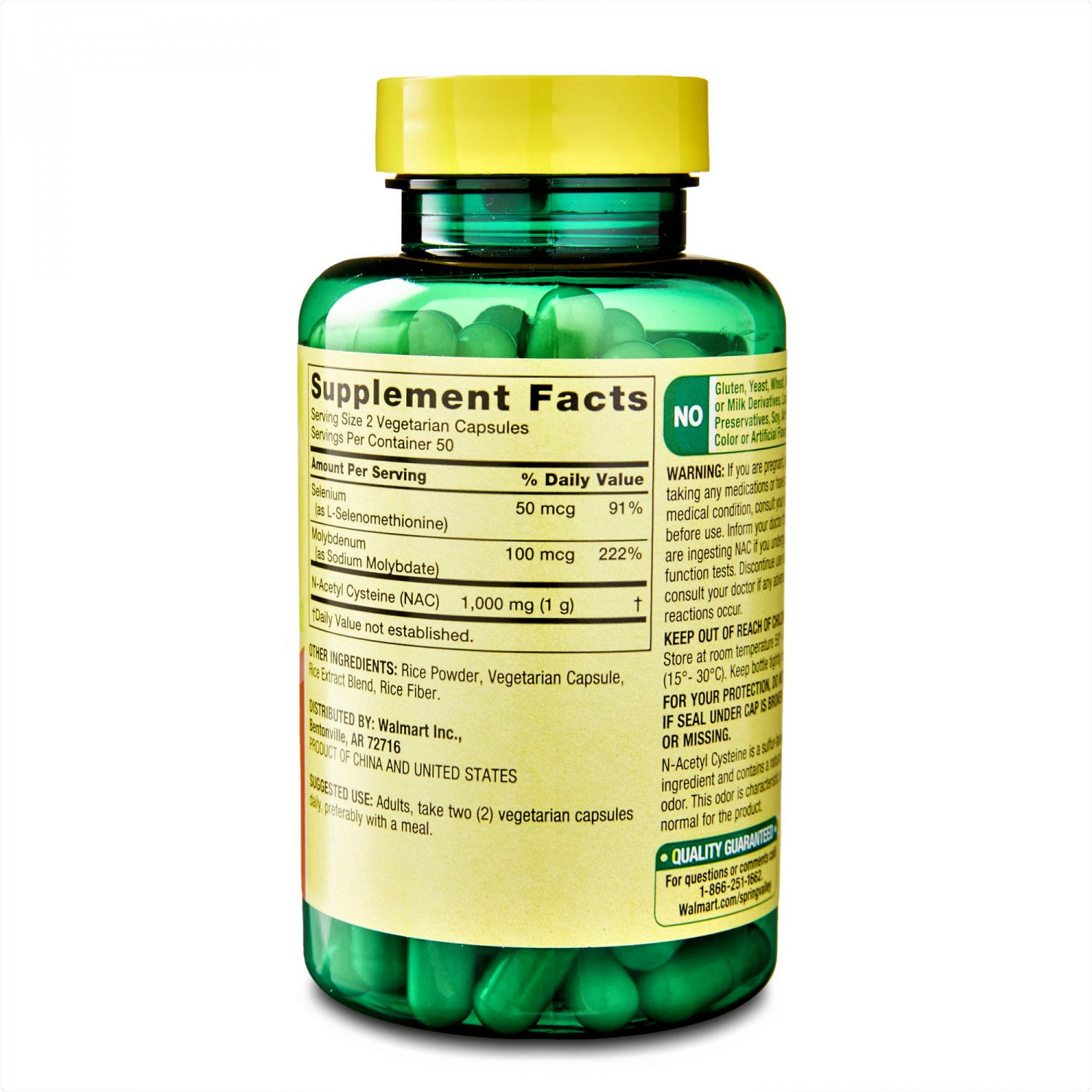 Spring Valley NAC -N-Acetyl Cysteine- 1,000 mg 100 Vegetarian Capsules