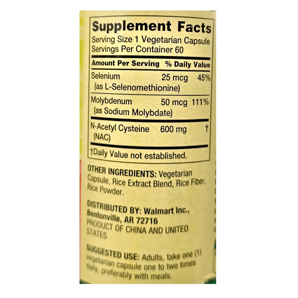 Spring Valley NAC -N-Acetyl Cysteine- 600 mg 60 Vegetarian Capsules