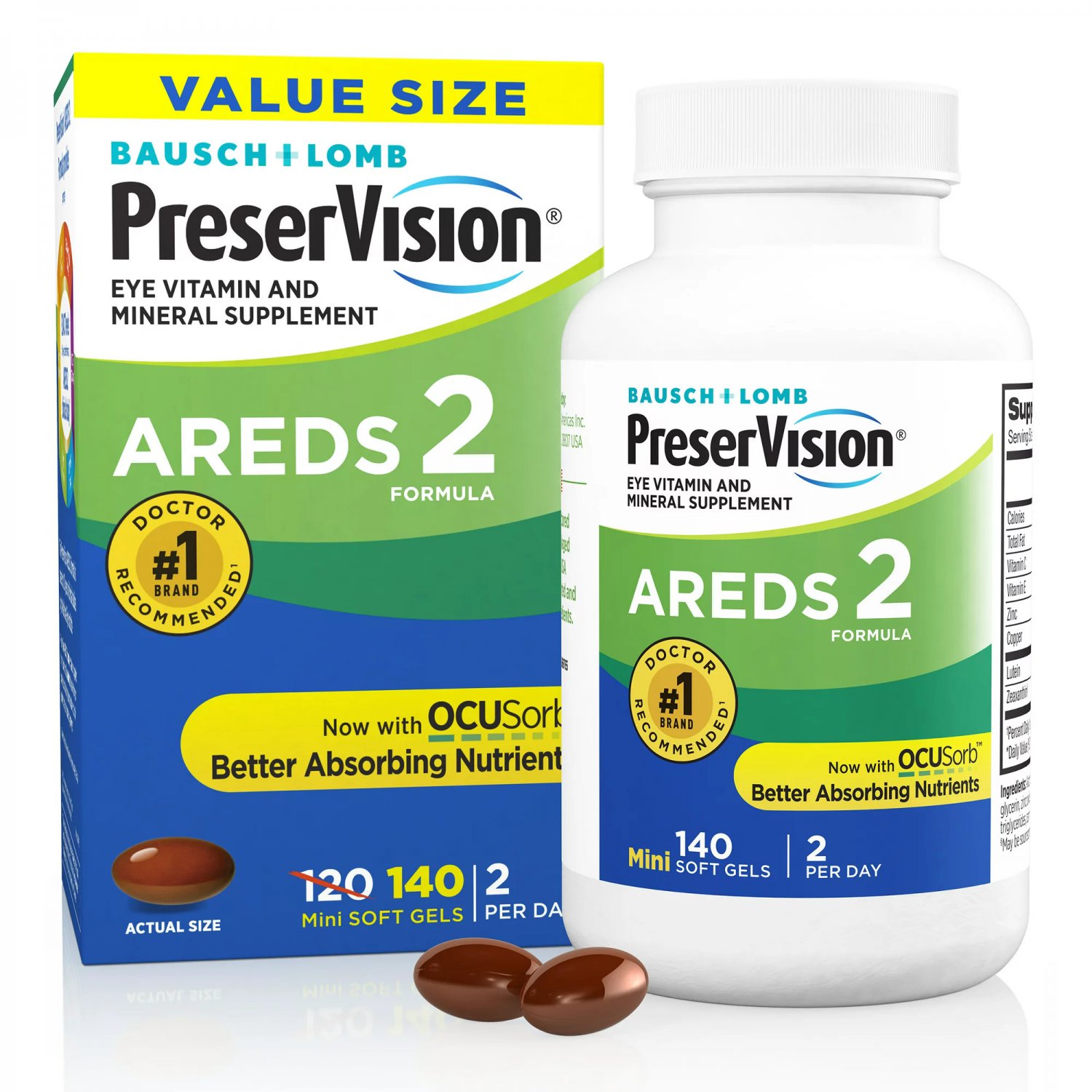 AREDS 2 Formula + Multivitamin with Lutein & Zeaxanthin 140 Softgels ...