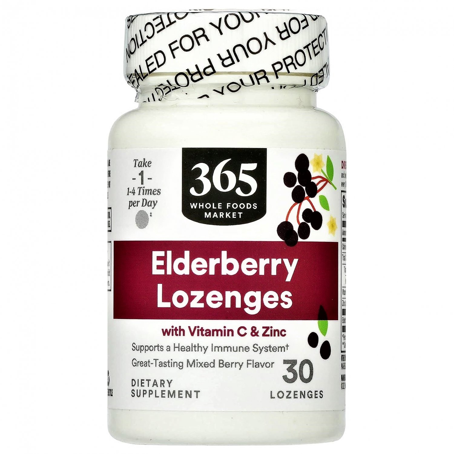 Whole Foods Market Elderberry Lozenges with C & Zinc 30 Lozenges