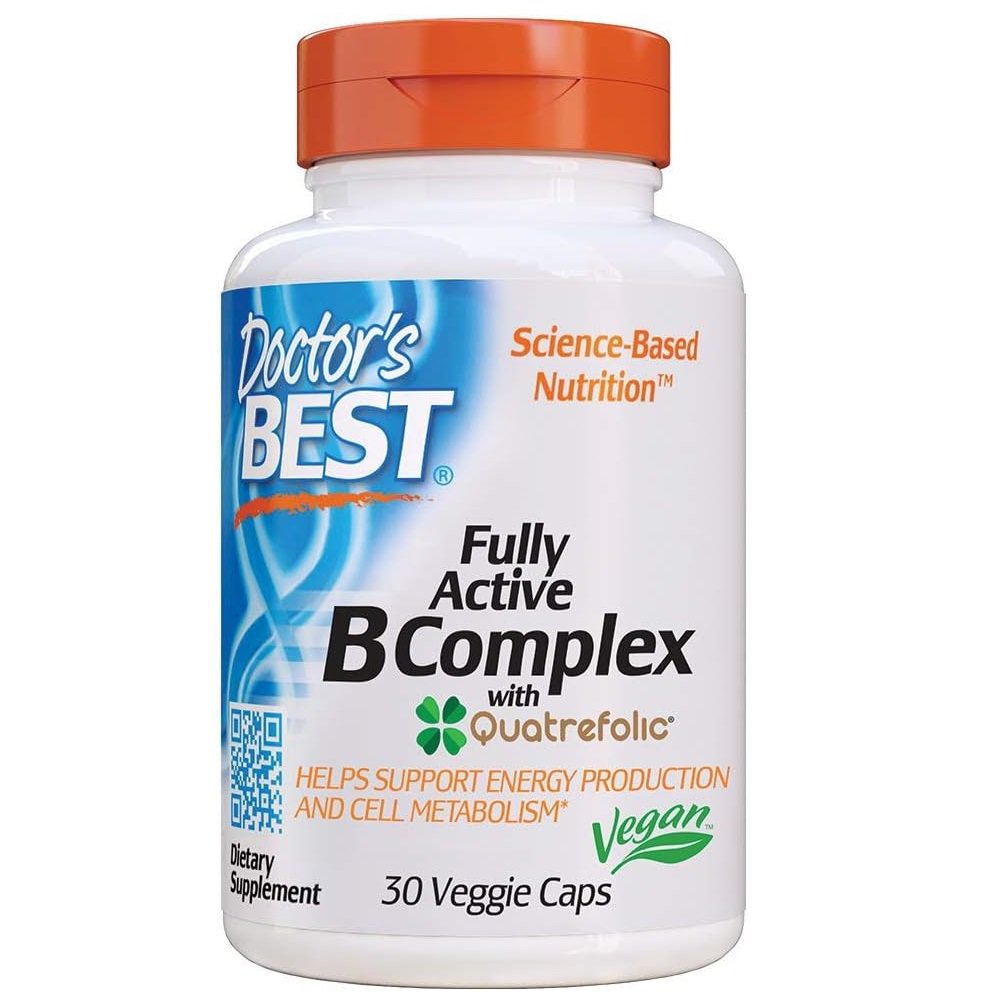 Doctor's Best, Fully Active B Complex with Quatrefolic, 30 Veggie Capsules