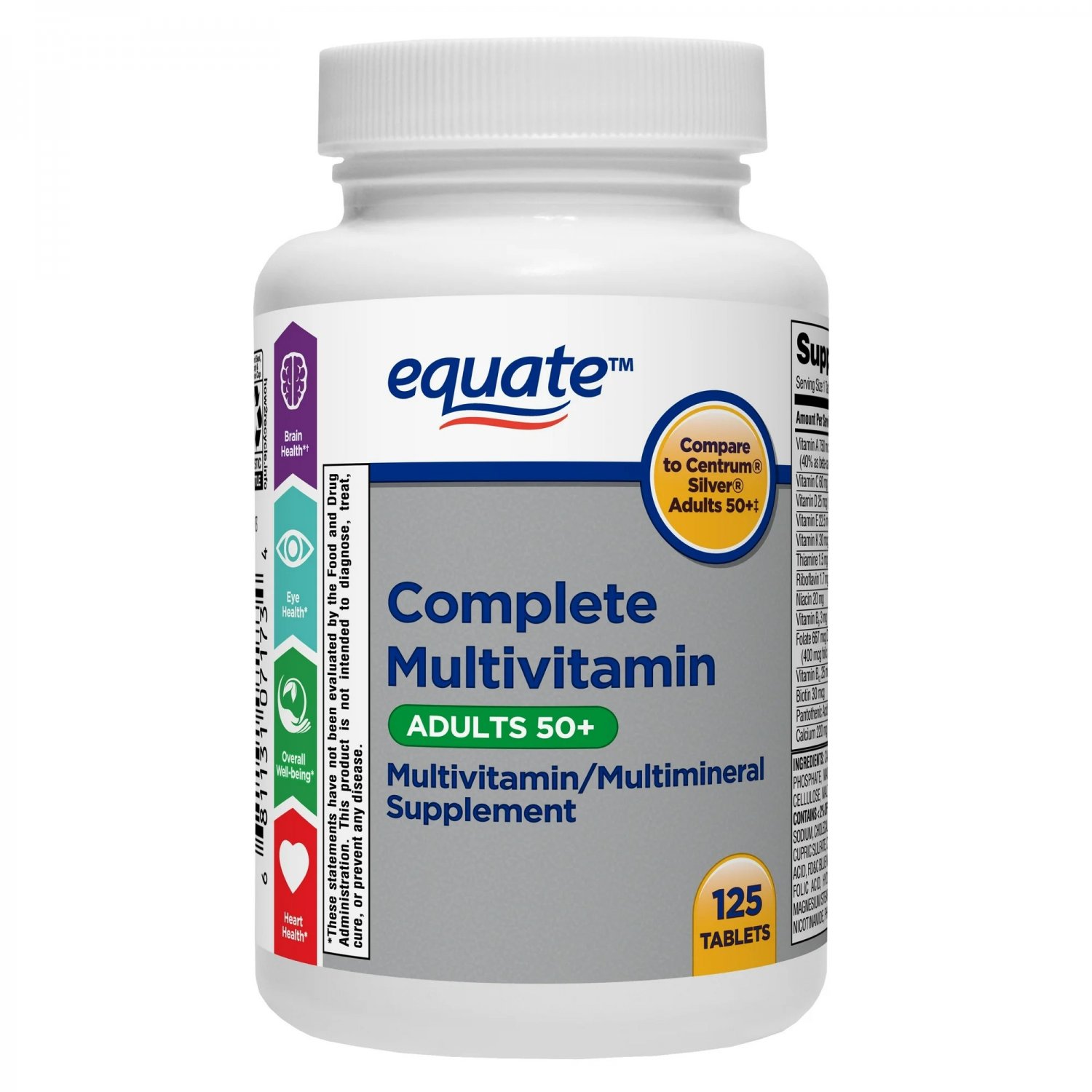 Equate Complete Multivitamin/Multimineral Supplement Tablets, Adults 50 ...