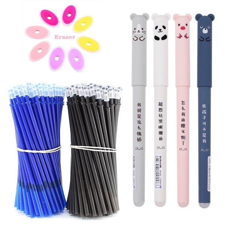 Erasable Pen Set Washable Handle Black Blue Ink Writing Gel Pen ...