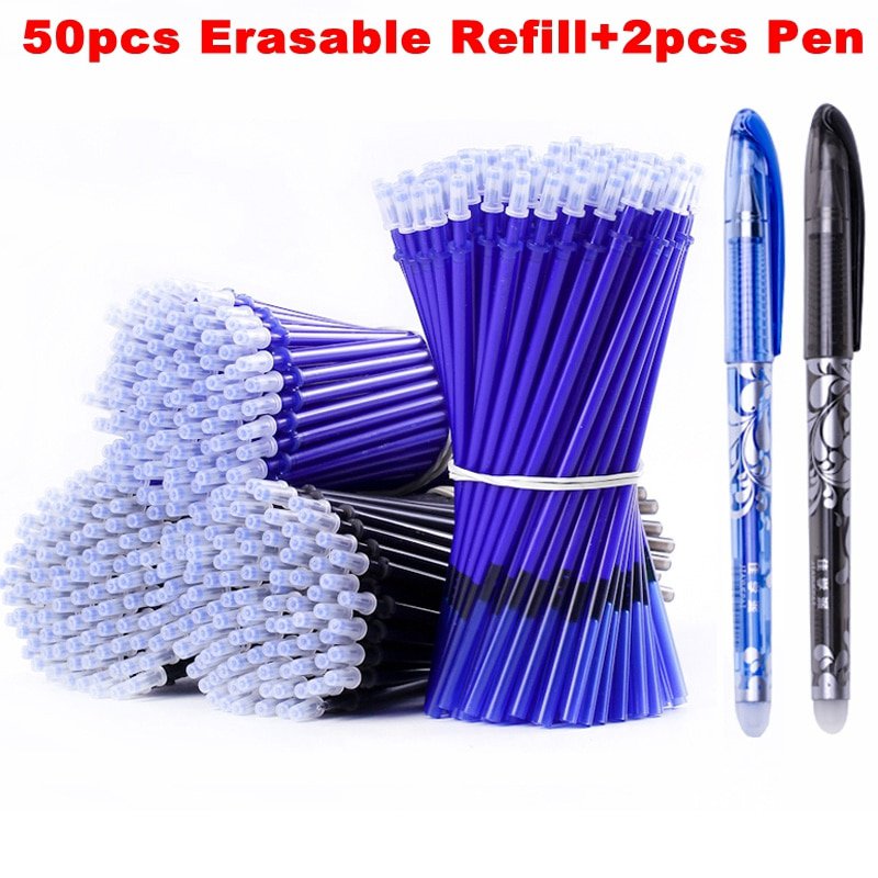53Pcs/Lot Erasable Pen Refill Set Washable Handle 0.5mm Blue Black ink ...
