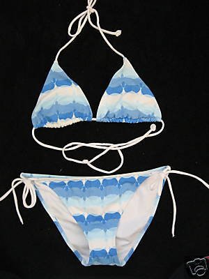 NEW VICTORIA SECRET BLUE WAVES WHITE STRING BIKINI S
