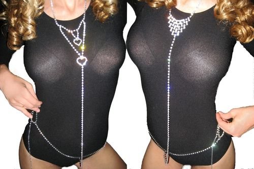Sexy Rhinestone Crystal Body Collar Choker Chain Belt