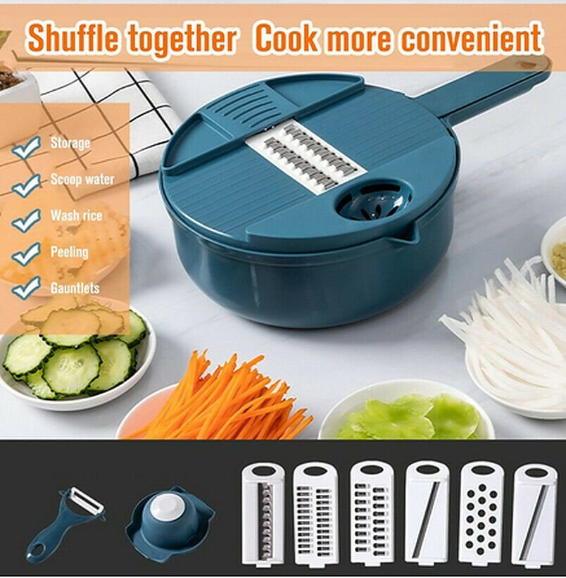 12-in-1 Multifunction Vegetable Potato Shredder Peeler Cutter Kitchen ...