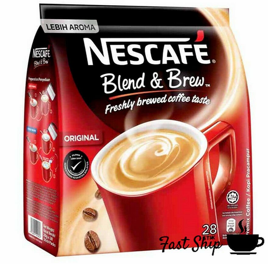 2 Packets NESCAFE 3 IN 1 New Original Blend and Brew 28 Sticks Coffee ...