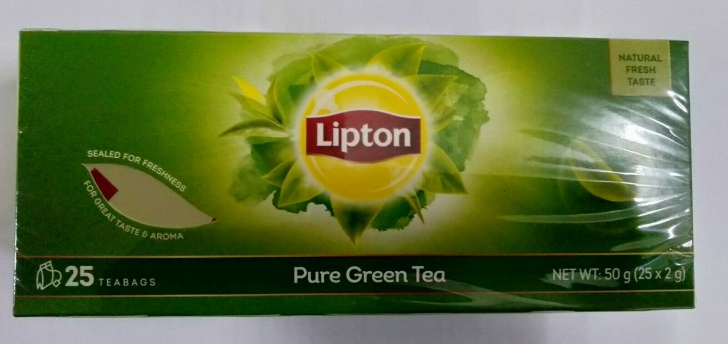 New Lipton Pure Green Tea Taste Healthy Aroma Fresh - 4 box X 25