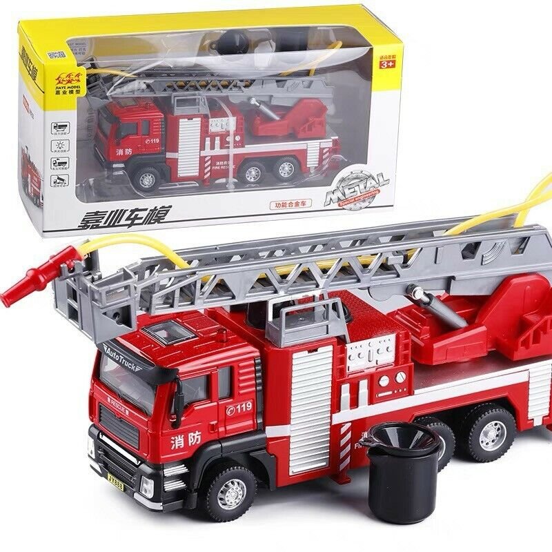 Fire Truck Die-cast Vehicle With Water Spray Scale 1:50 For Kids 3 Year ...