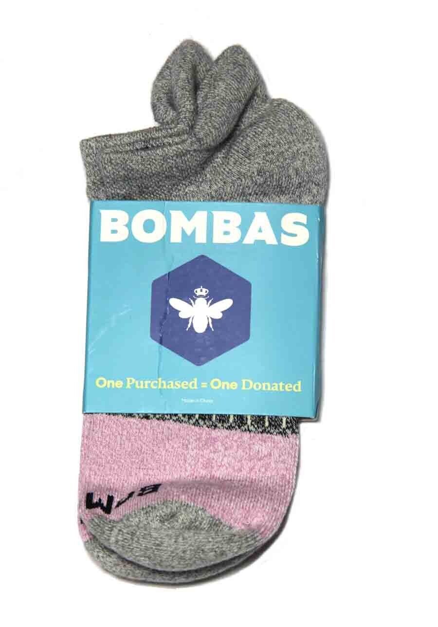 Women's Bombas Ankle Socks Gray Pink Cotton Blend Size Medium or 8-10.5