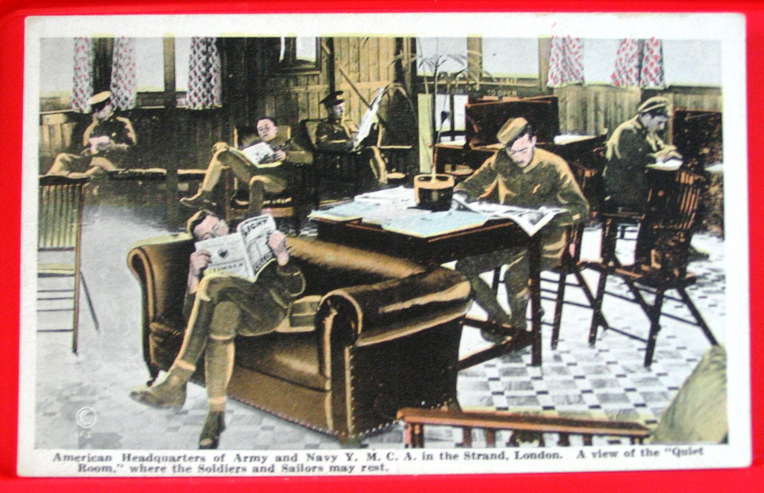 WW1 Photo Card Quiet Room Army Navy Head Quarters YMCA Strand London ...