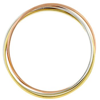 14K Gold Tri Tone Linked Trio Bangle Bracelet