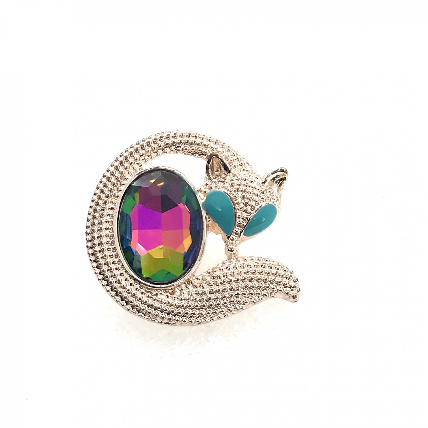 Snap 20mm pink iridescent crystal fox green eyes gold