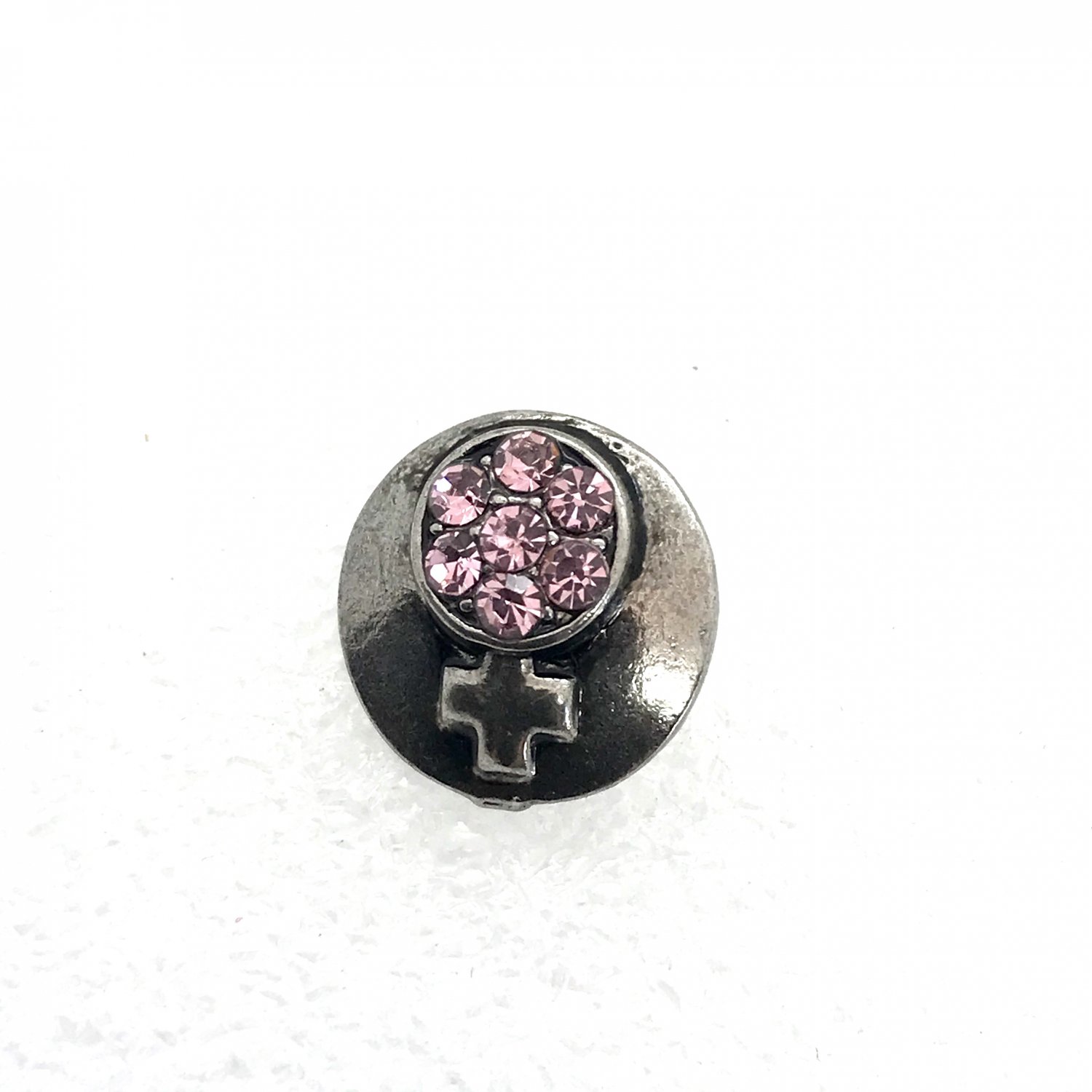 Rhinestone Mini snap button 12mm ginger snap Jewelry Cross pink