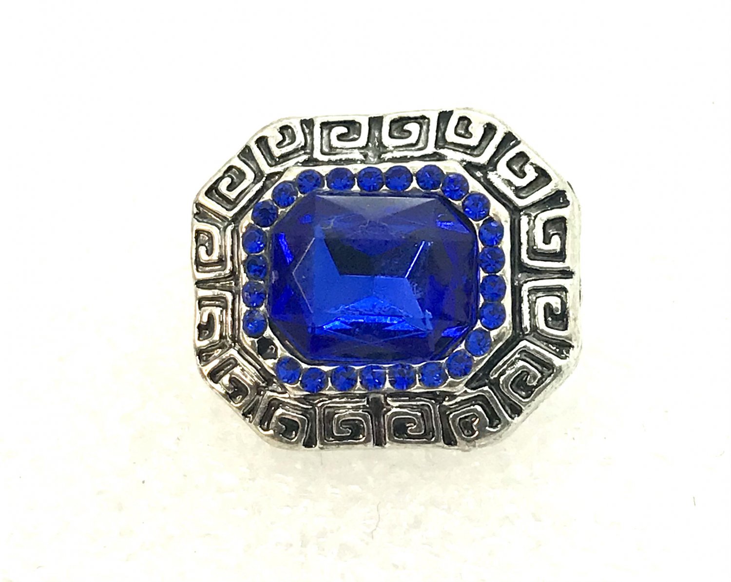 Snap 20mm rectangular blue crystals