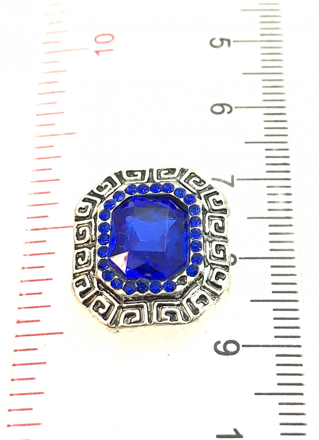 Snap 20mm rectangular blue crystals