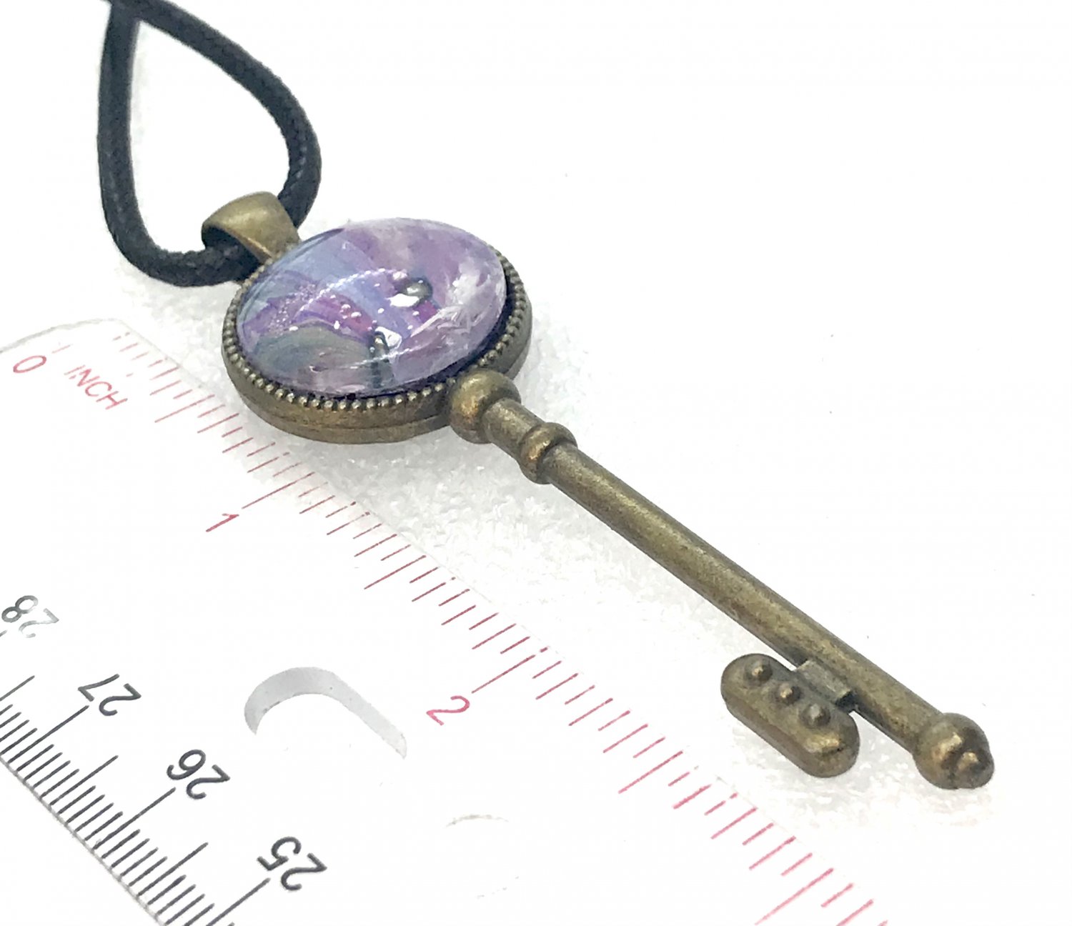 Pendant Hand Painted Key in purple and gold