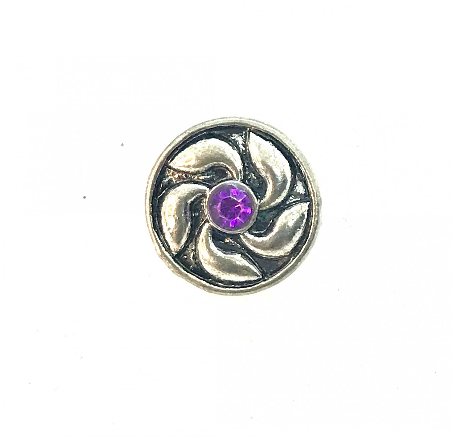 Rhinestone Mini snap button purple flower 12mm gingersnap