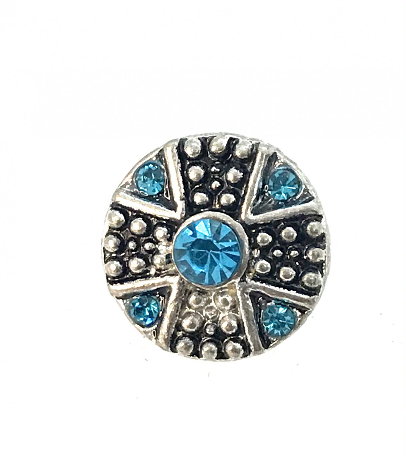 Rhinestone Mini snap button Cross blue crystal 12mm gingersnap Jewelry